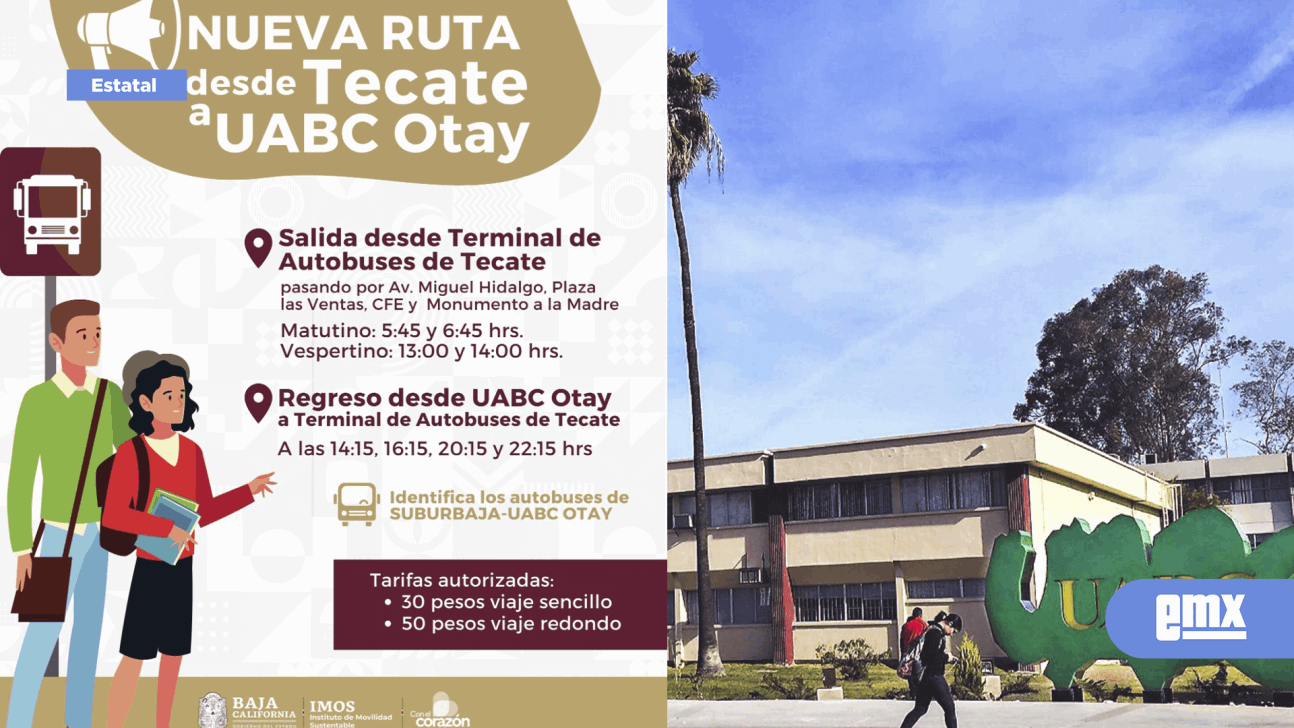 Anuncia IMOS nueva ruta Tecate a UABC Campus Otay - El Mexicano
