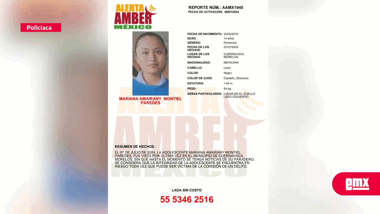 ACTIVAN ALERTA AMBER BC PARA MARIANA MONTIEL - El Mexicano
